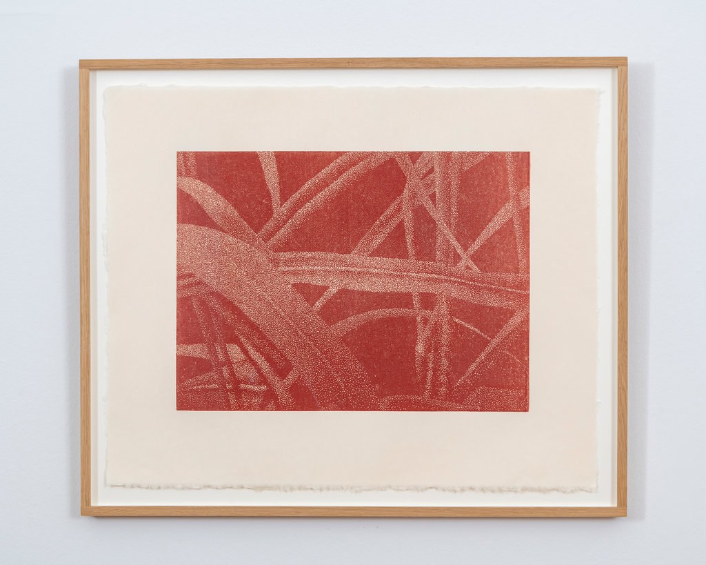 Franz Gertsch, Gräser I (Detail 1), Zinnoberrot, 2002 · Gallery Ludorff