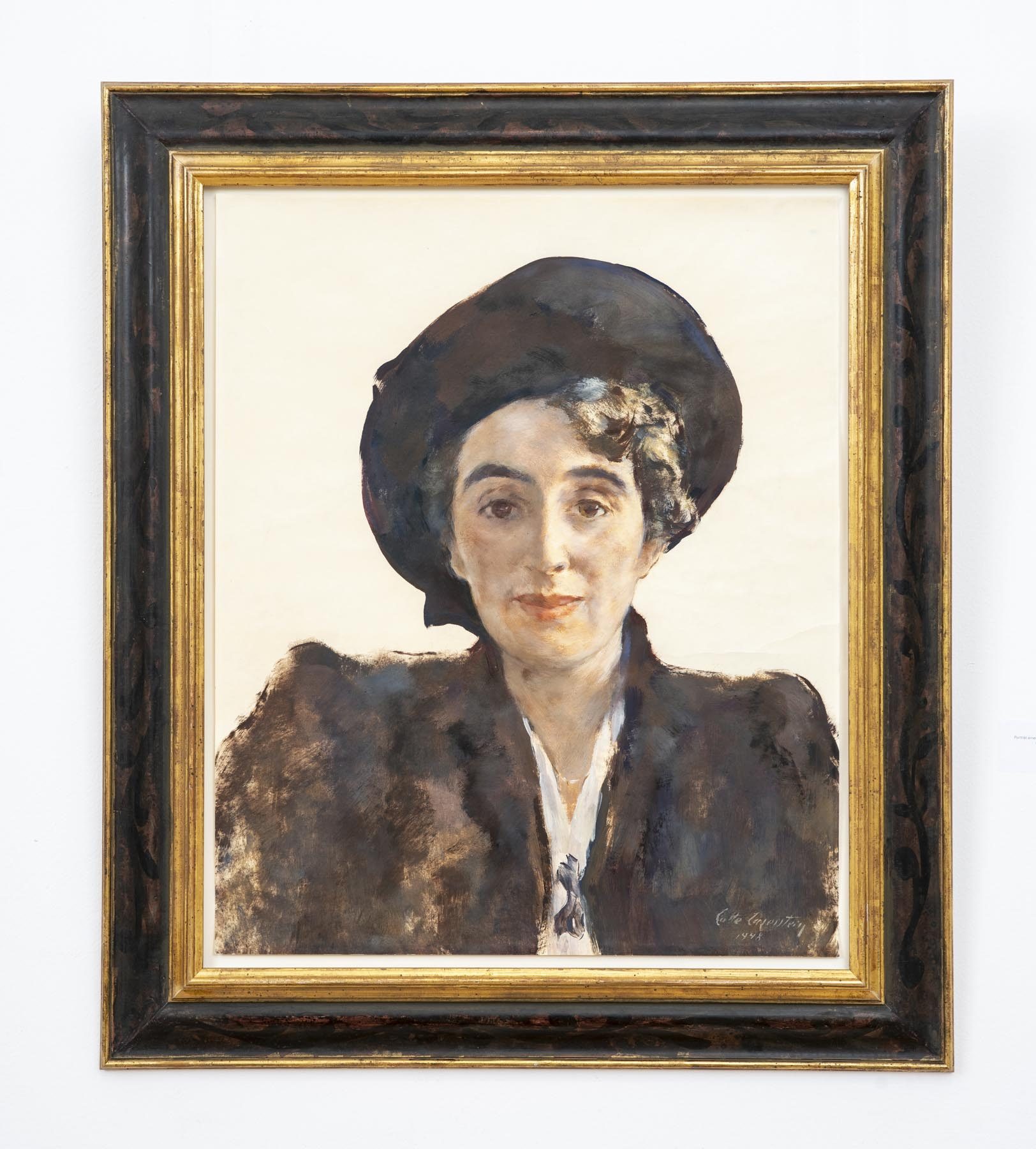 Lotte Laserstein, Porträt einer Dame mit Hut und Pelzmantel, 1948 ...