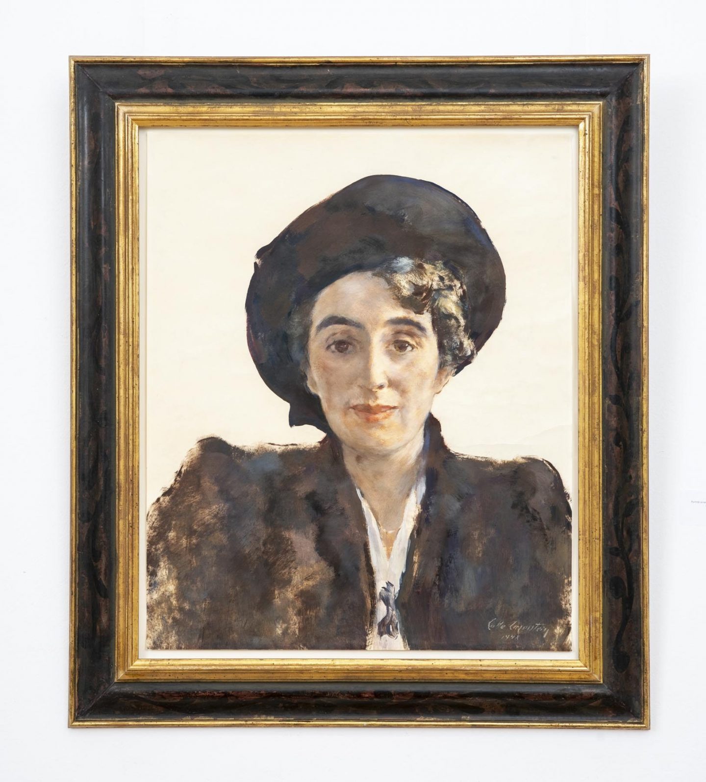 Lotte Laserstein, Porträt einer Dame mit Hut und Pelzmantel, 1948 ...