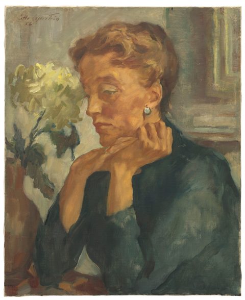 Lotte Laserstein, Dame im Dreiviertelprofil mit Chrysantheme (Margarete ...