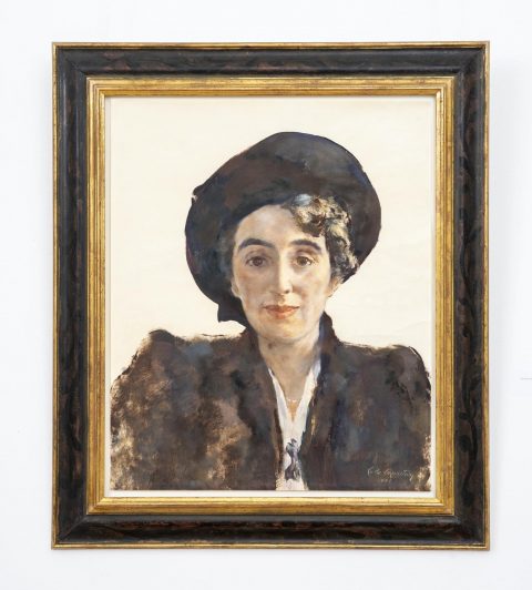 Lotte Laserstein, Porträt einer Dame mit Hut und Pelzmantel, 1948 ...