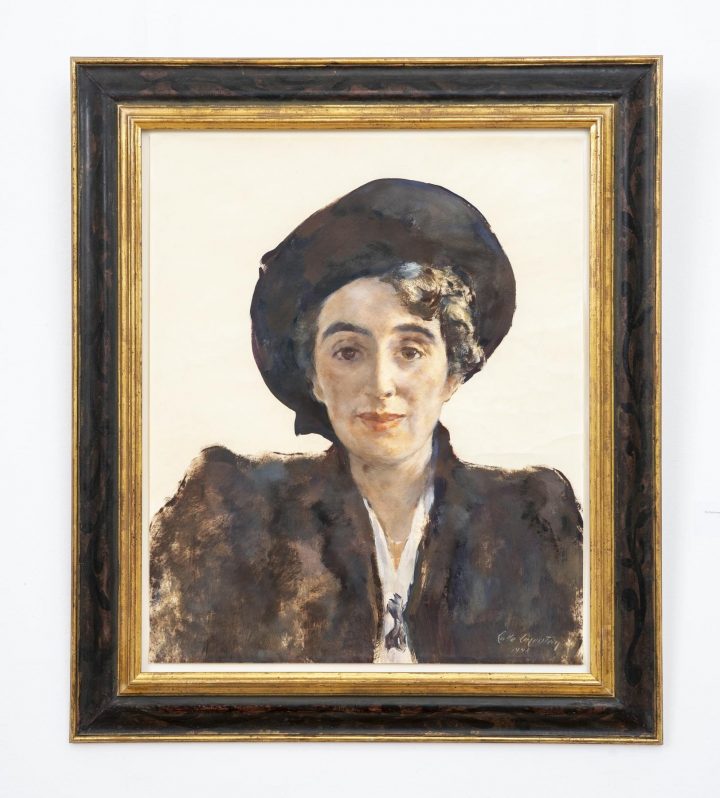 Lotte Laserstein, Porträt einer Dame mit Hut und Pelzmantel, 1948 ...